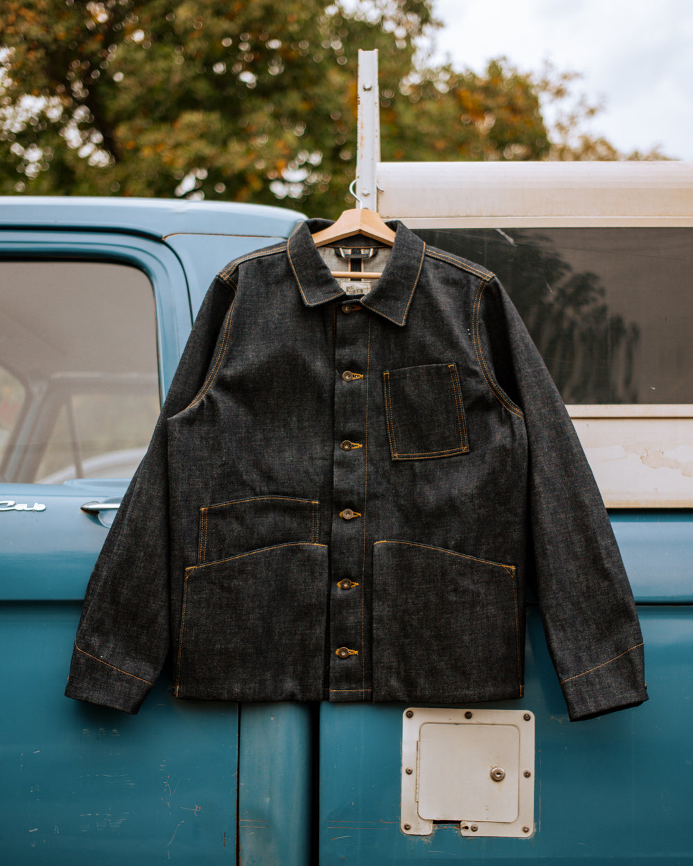 Amos Chore Coat - Rigid 15oz Japanese Selvedge Denim - Redline